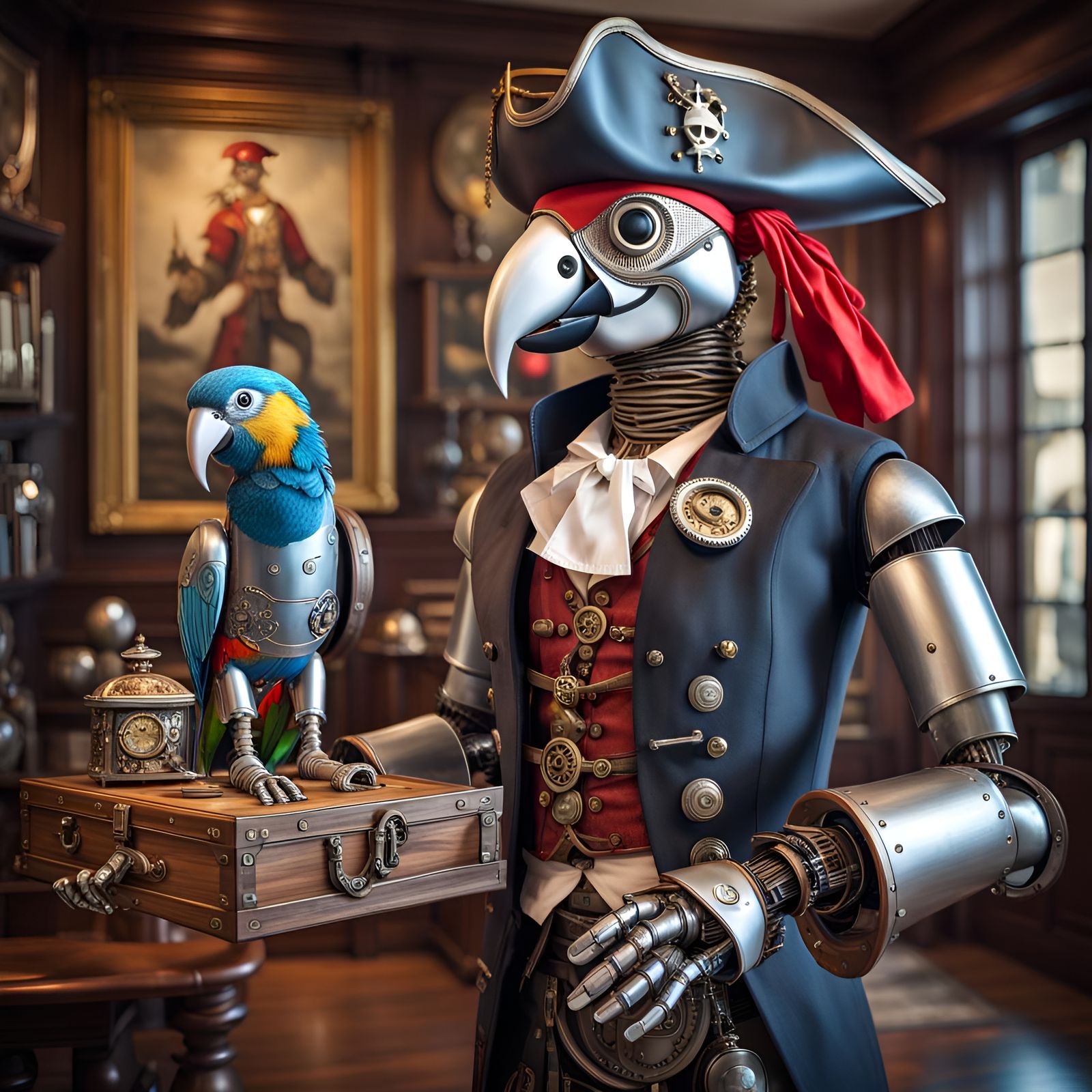 Robot Parrot Pirate - AI Generated Artwork - NightCafe Creator