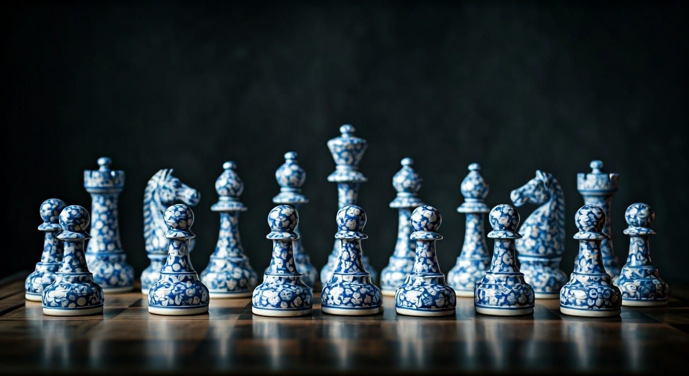Ethereal Floral Wedgwood Chess Set in Photorealist... - AI Art