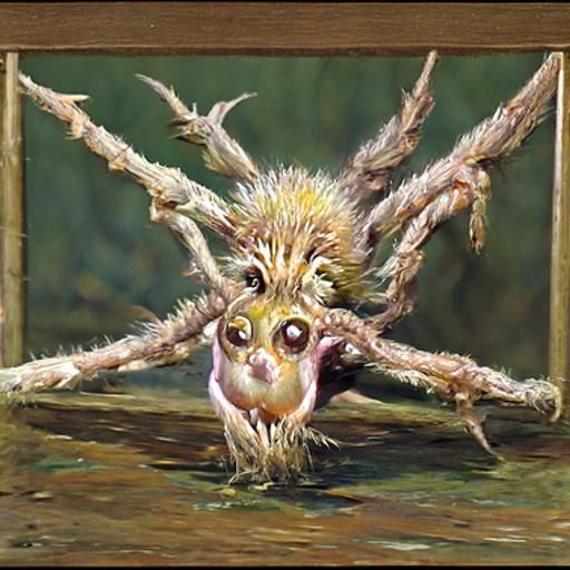 a soft sleshy multi-bulbious creature with 4 spindly legs - AI ...