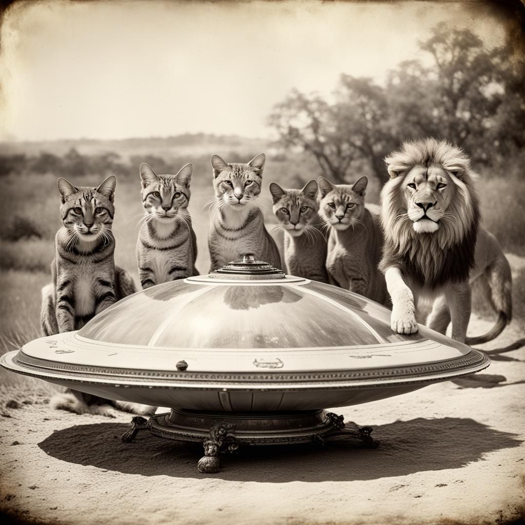 cute cats playing with aliens on UFO - AI Generated Artwork - NightCafe ...