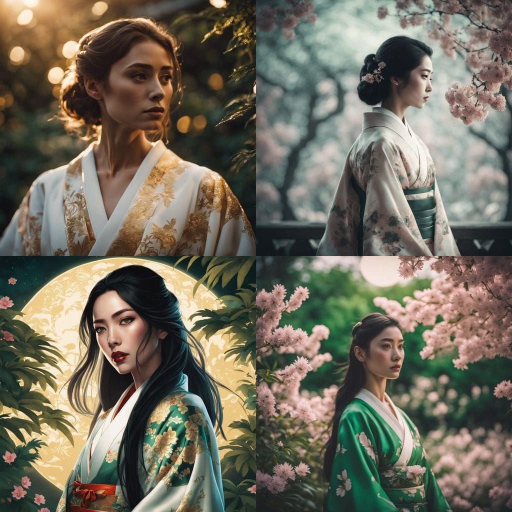 Ethereal Geisha in Moonlit Garden - AI Art