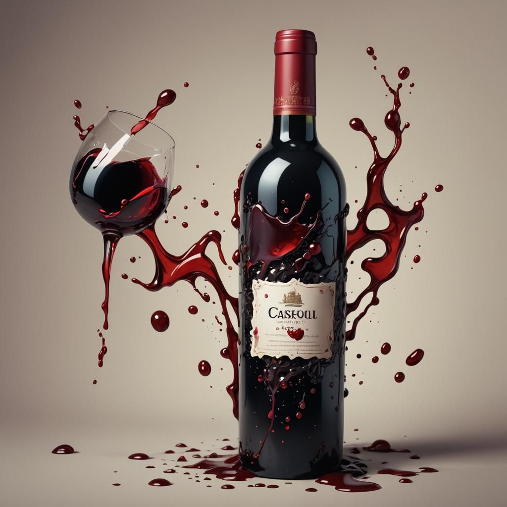 stunning image of a bottle of red wine, concept art, by Alberto Seveso ...