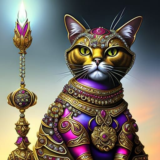 Jeweled Cat God 2 - AI Generated Artwork - NightCafe Creator