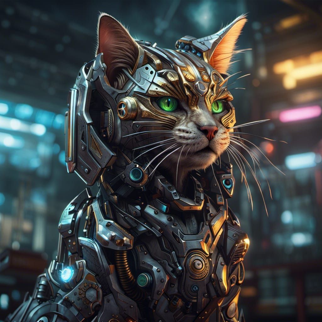 Cybercat - AI Generated Artwork - NightCafe Creator