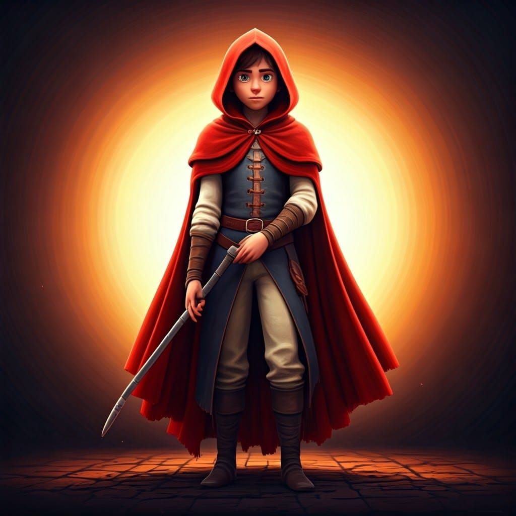 Adult Red Riding Hood Concept Art in Vibrant Cyber... - AI Art