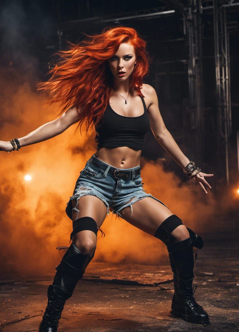 Gorgeous redhead ready for the mosh pit - AI Generated Artwork - NightCafe Creator