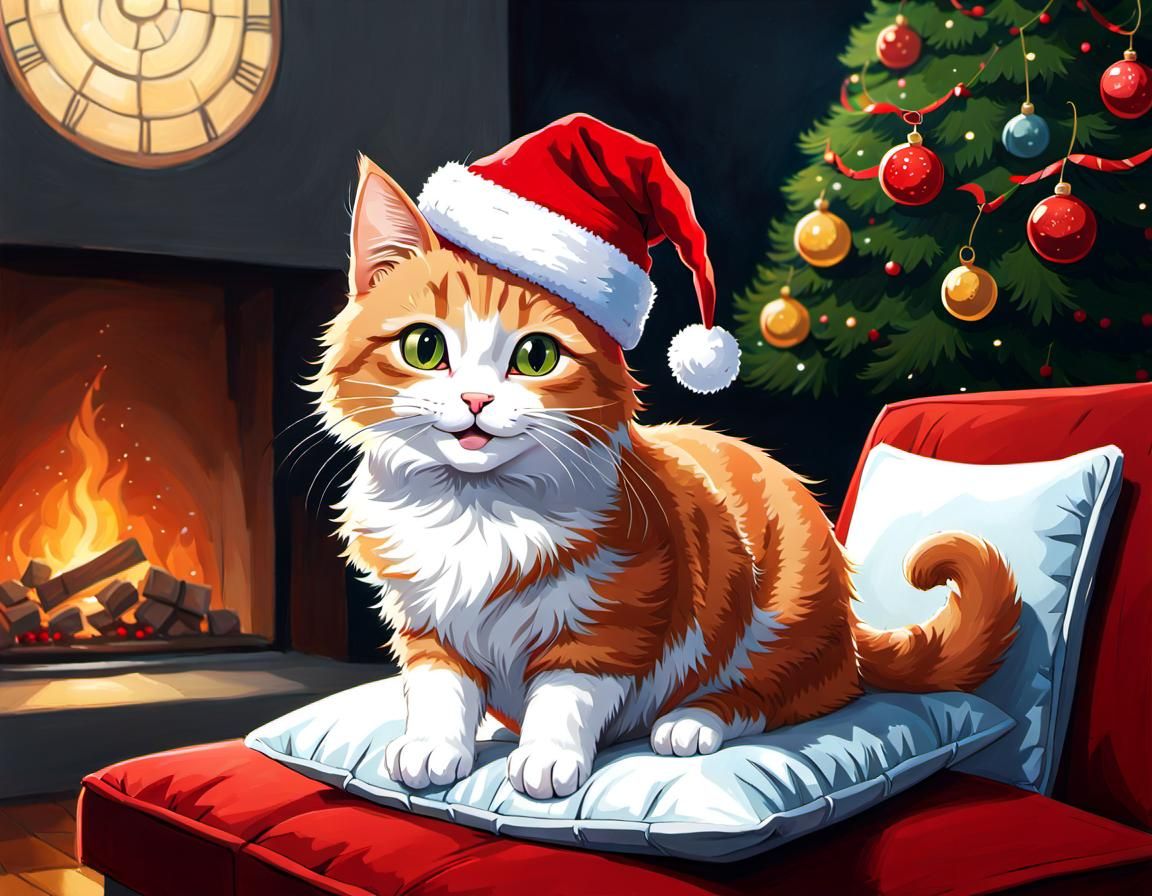 Cute Christmas cat - AI Generated Artwork - NightCafe Creator