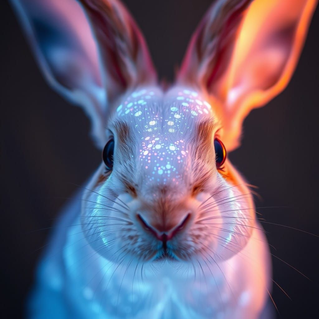 Hare - Intricate Bioluminescent Rabbit Portrait in Stunning ...