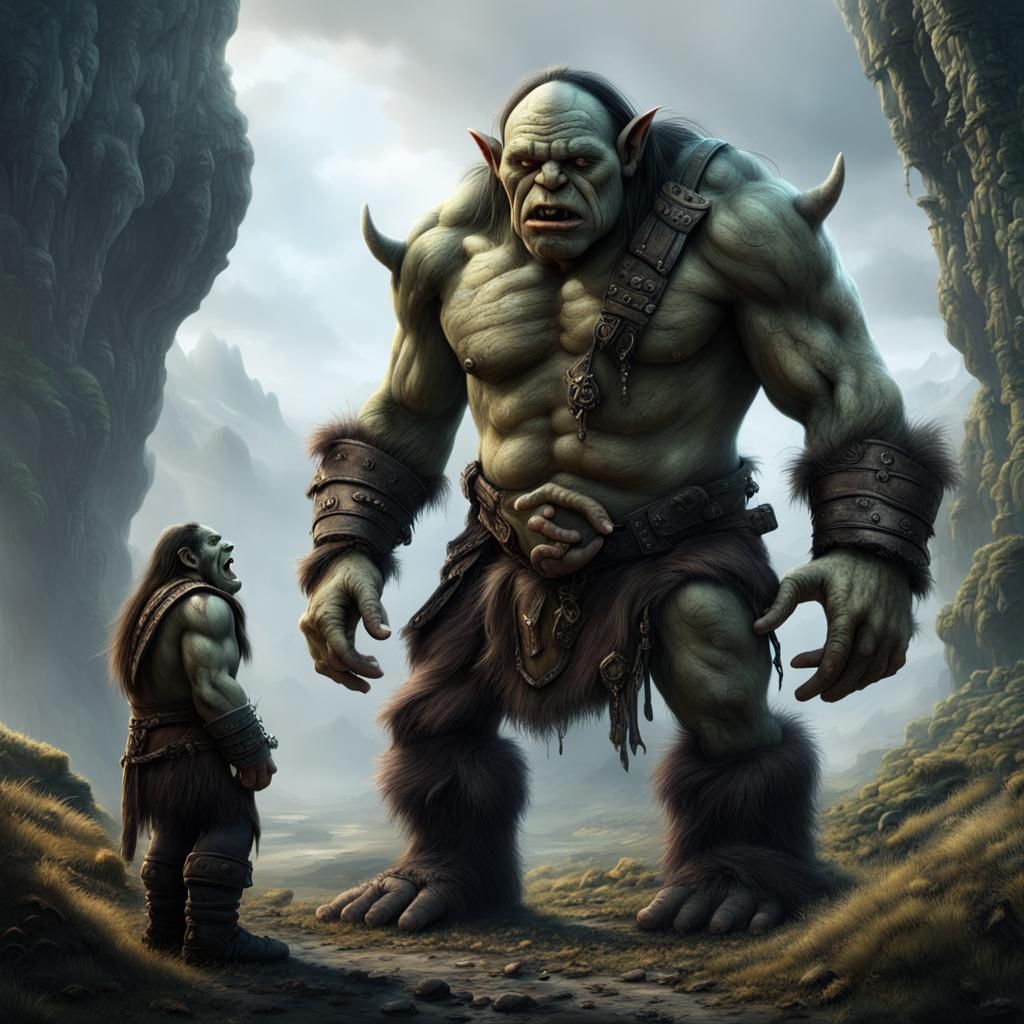 an orc is speaking with a troll - AI Generated Artwork - NightCafe Creator