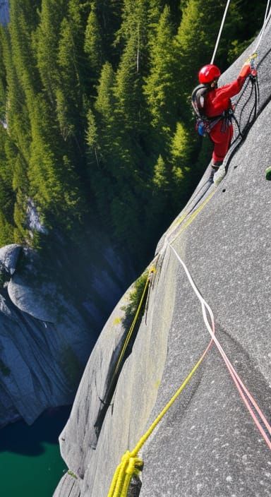 Rappelling cliff face - AI Generated Artwork - NightCafe Creator