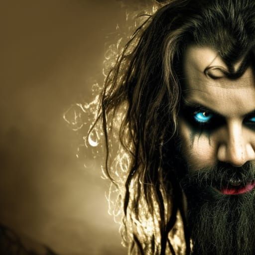 hyperdetailed and visuality dark and bold image of Rob zombie with his ...