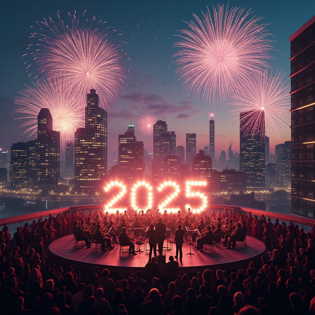 "Roof Top 2025 new year countdown clock party, full happiness and ...