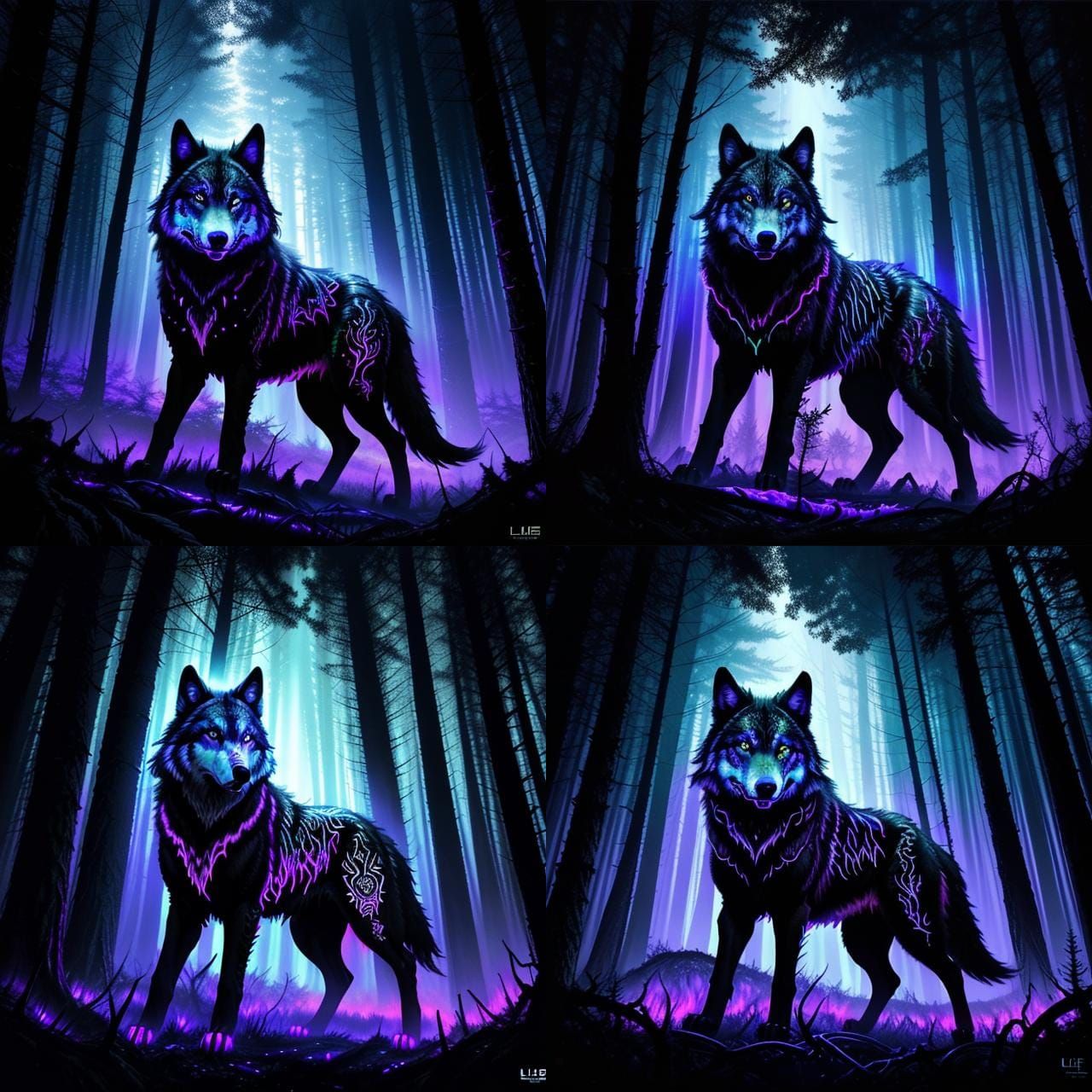 black light wolves - AI Generated Artwork - NightCafe Creator