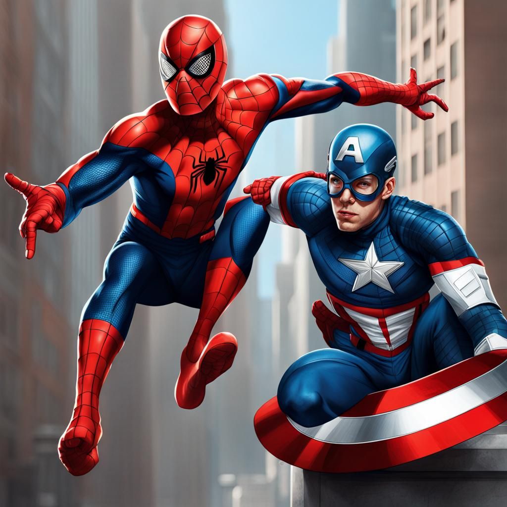 Spidey and Captain America - AI Generated Artwork - NightCafe Creator