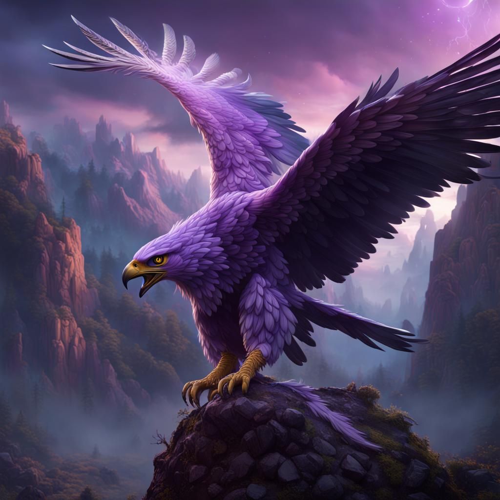 Unleash the spirit of the wild with a fierce crystal purple hawk iconic ...