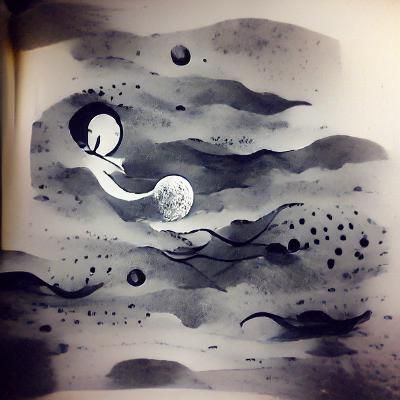 MOON ink drawing #Inktober - AI Generated Artwork - NightCafe Creator