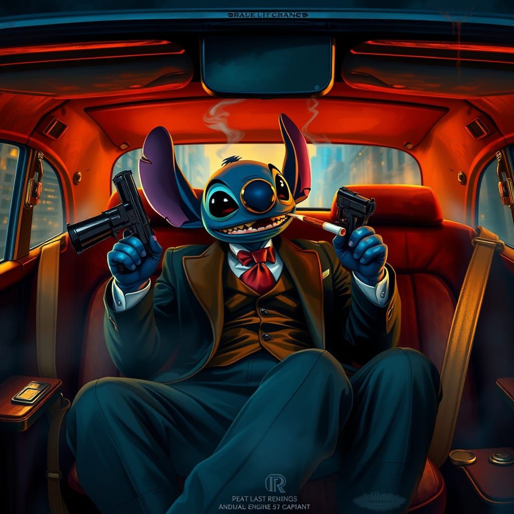Mafia Don in Luxurious Rolls Royce, Smoking Blunt ... - AI Art