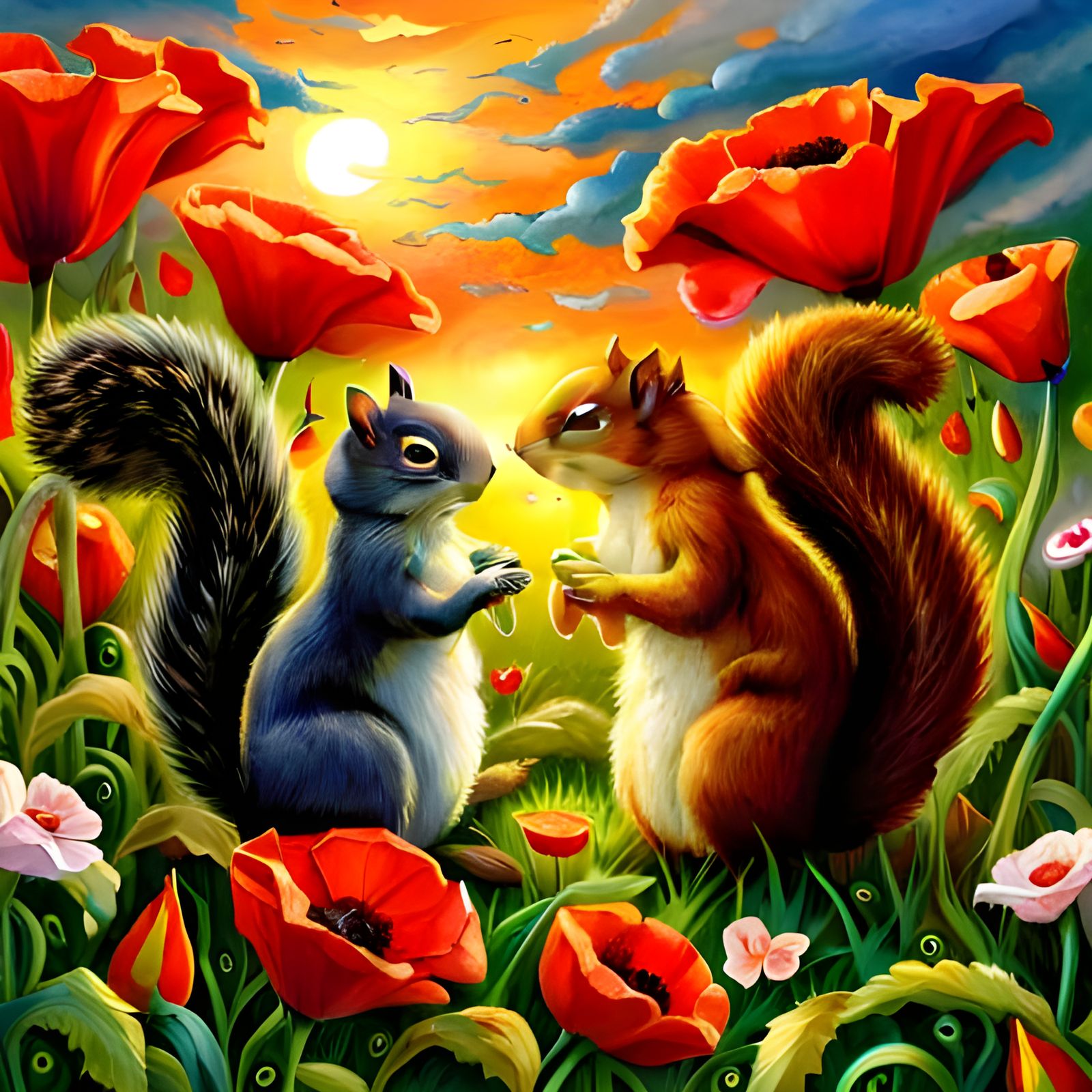 Two squirrels in love - AI Generated Artwork - NightCafe Creator