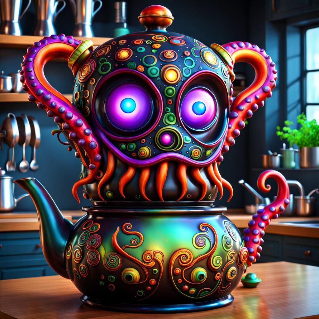 Evil coffee pot - AI Generated Artwork - NightCafe Creator
