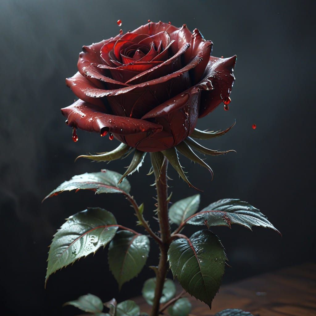 Dark red rose dripping blood - Mystical, Blood-Red Rose in ...