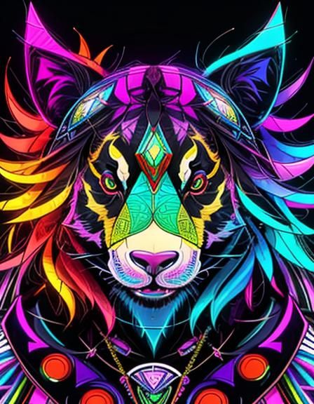 Hyper detailed cubist (psychedelic artwork of a panda:1,8) made of ...