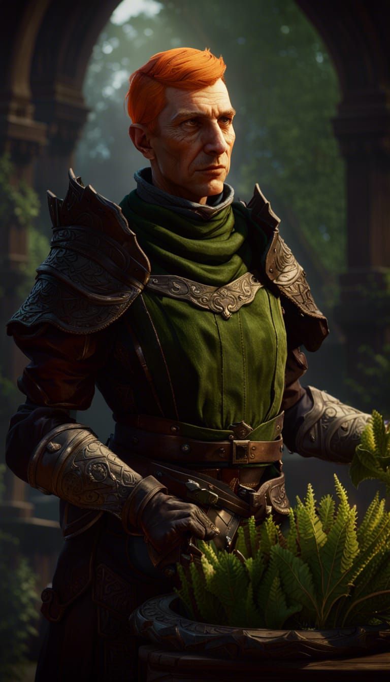 ginger old commander in green medieval armor - AI Generated Artwork ...