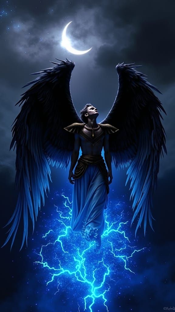 Tormented Angel in Dark Elegance - AI Art