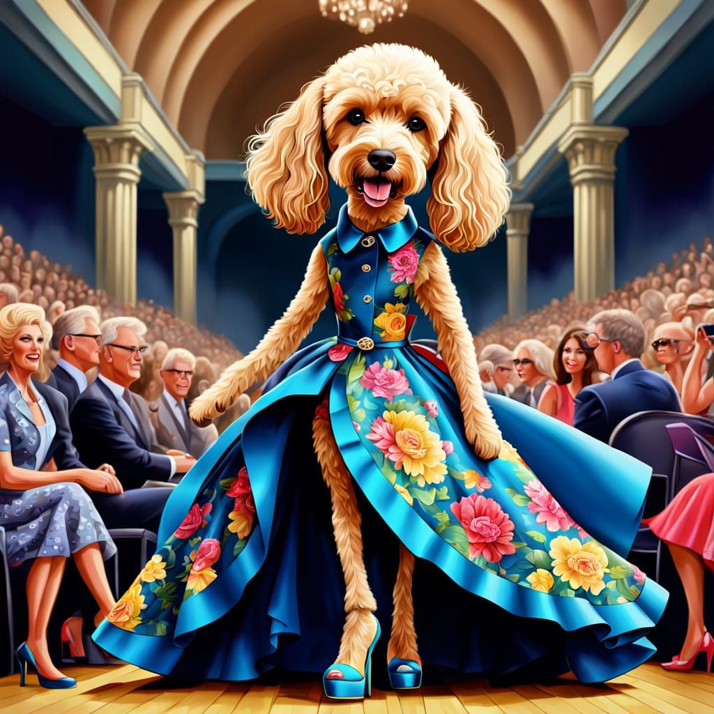 The Dog Show - Labradoodle Fashion Model at Dog Show, Cartoo...