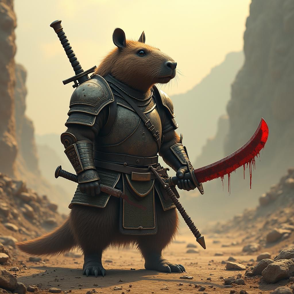 Capybara Knight - Epic Fantasy Capybara Warrior