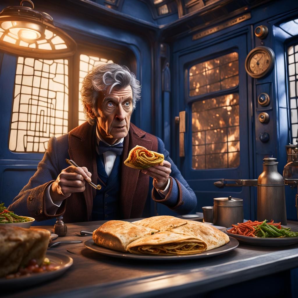 The Doctor eating a wrap in the Tardis - AI Generated Artwork ...