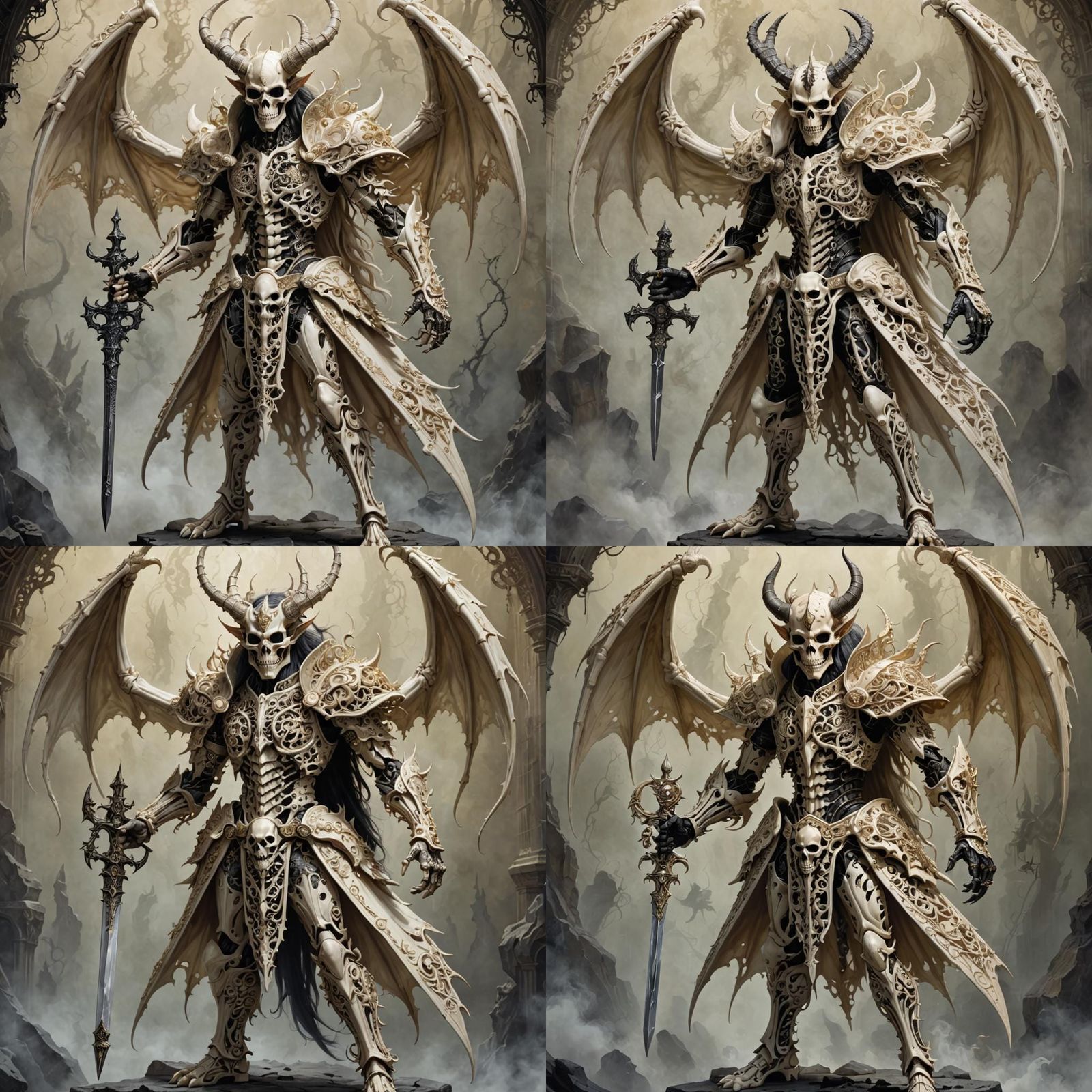 Cyberpunk Daemon Prince in Gilded Armor - AI Art