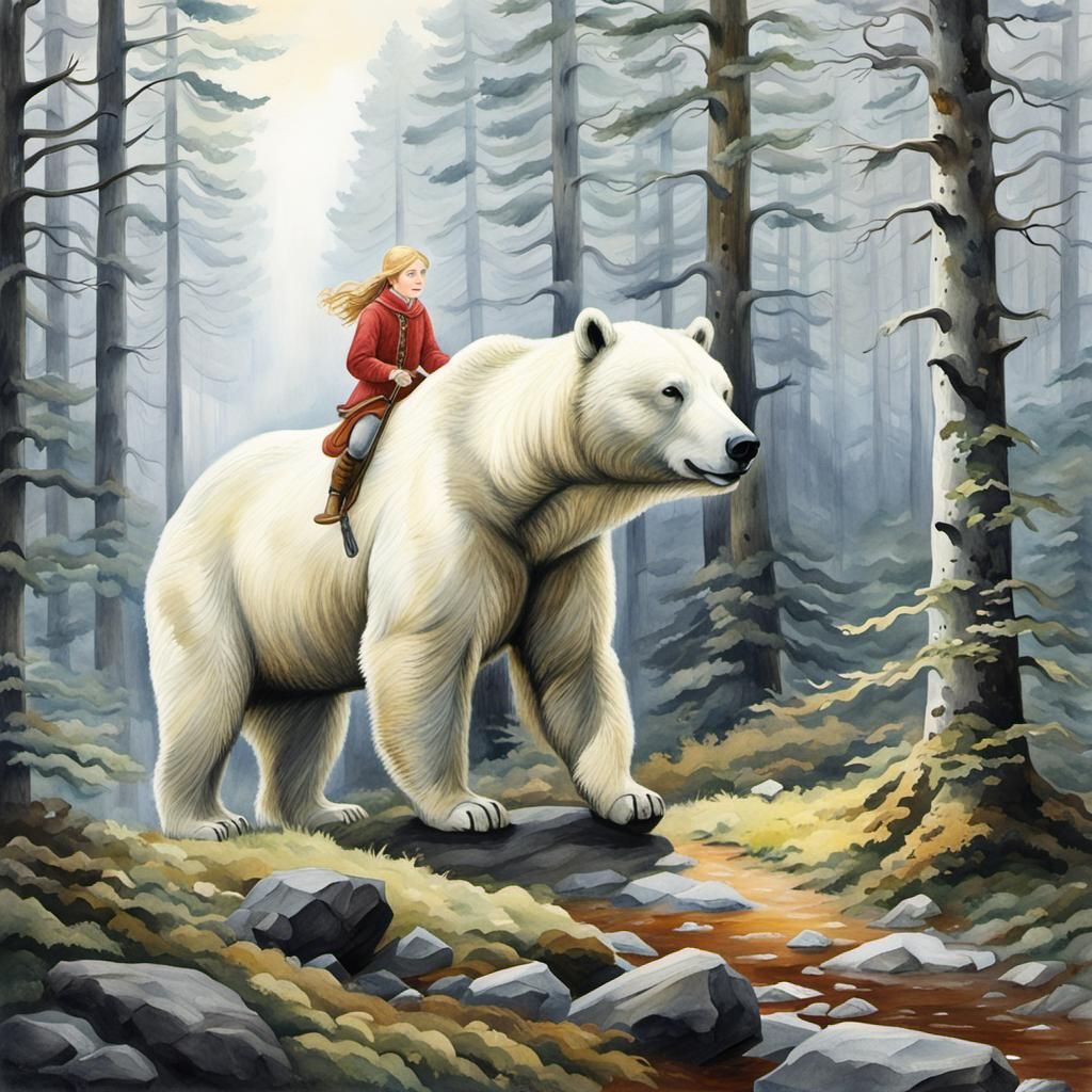«Kvitebjørn kong Valemon»: A princess on a white bear - AI Generated ...