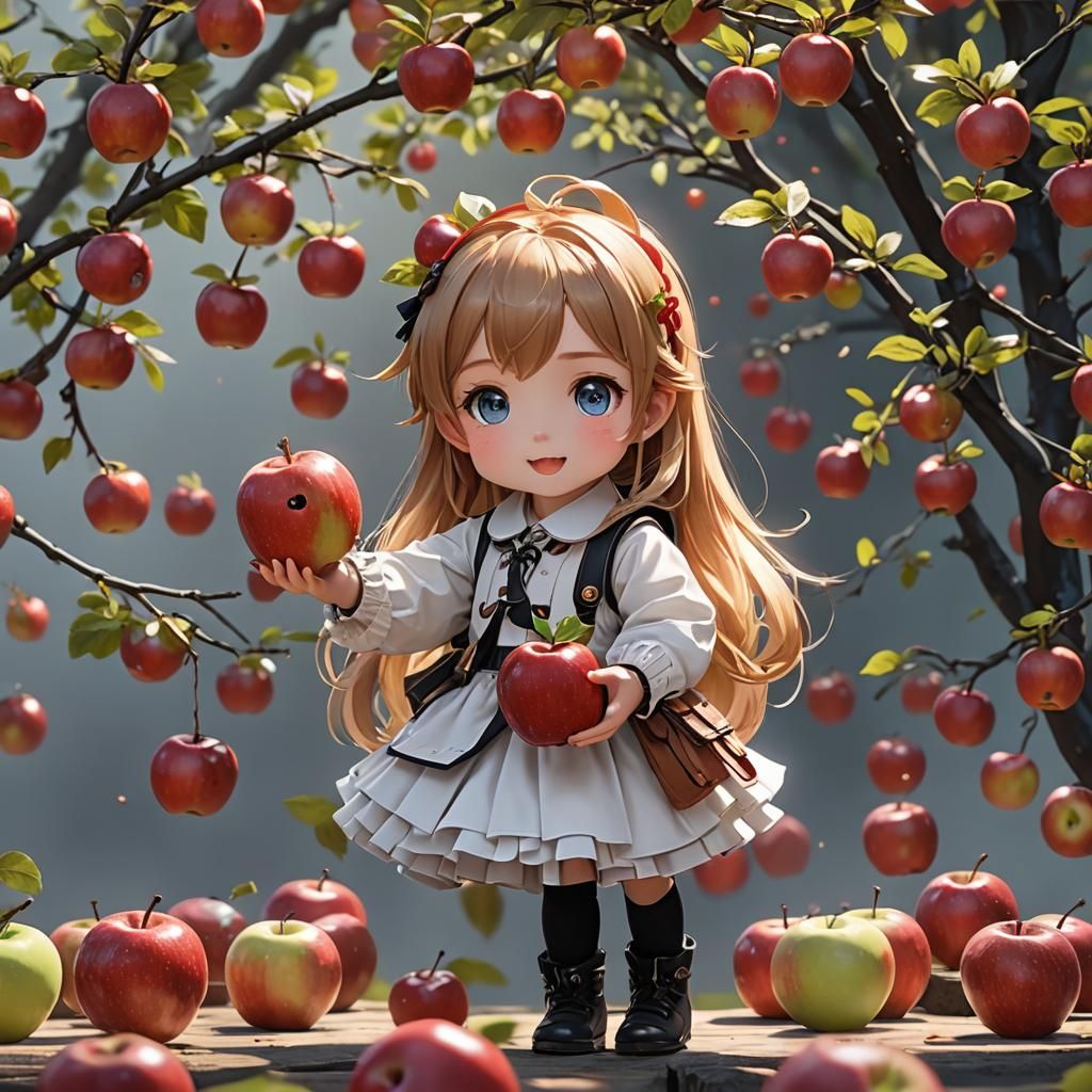 Apple in Chibi style - AI Generated Artwork - NightCafe Creator