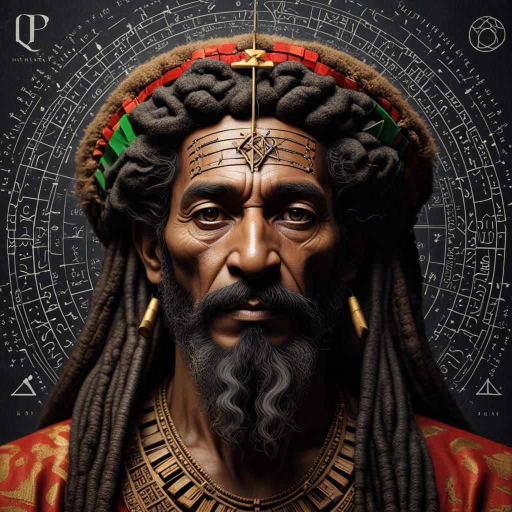 Regal Rastafari Figure in Quantum Harmony - AI Art