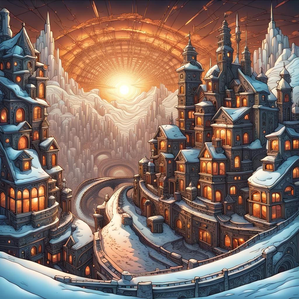 Steampunk Winter Fantasy City - AI Generated Artwork - NightCafe Creator
