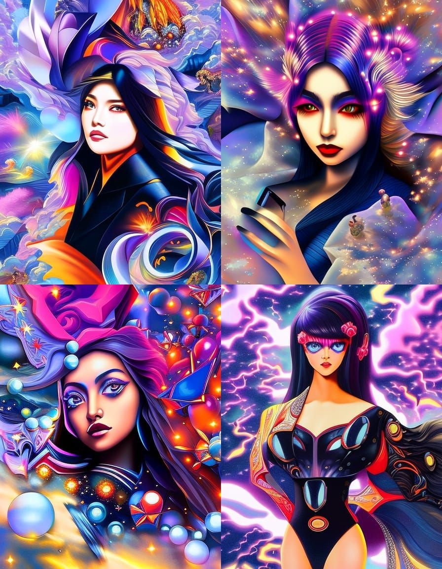 Anime Style portrait of a Japanese woman as a Cosmic Mutiverse Powerful ...