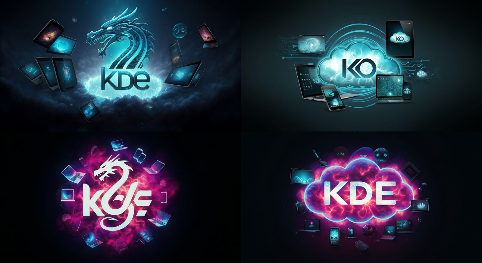 KDE Logo Surrounded by Plasma Cloud and Digital De... - AI Art