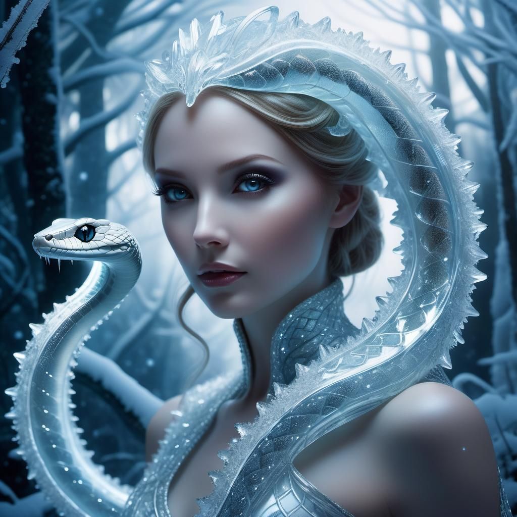 Ice Snake Woman - AI Generated Artwork - NightCafe Creator