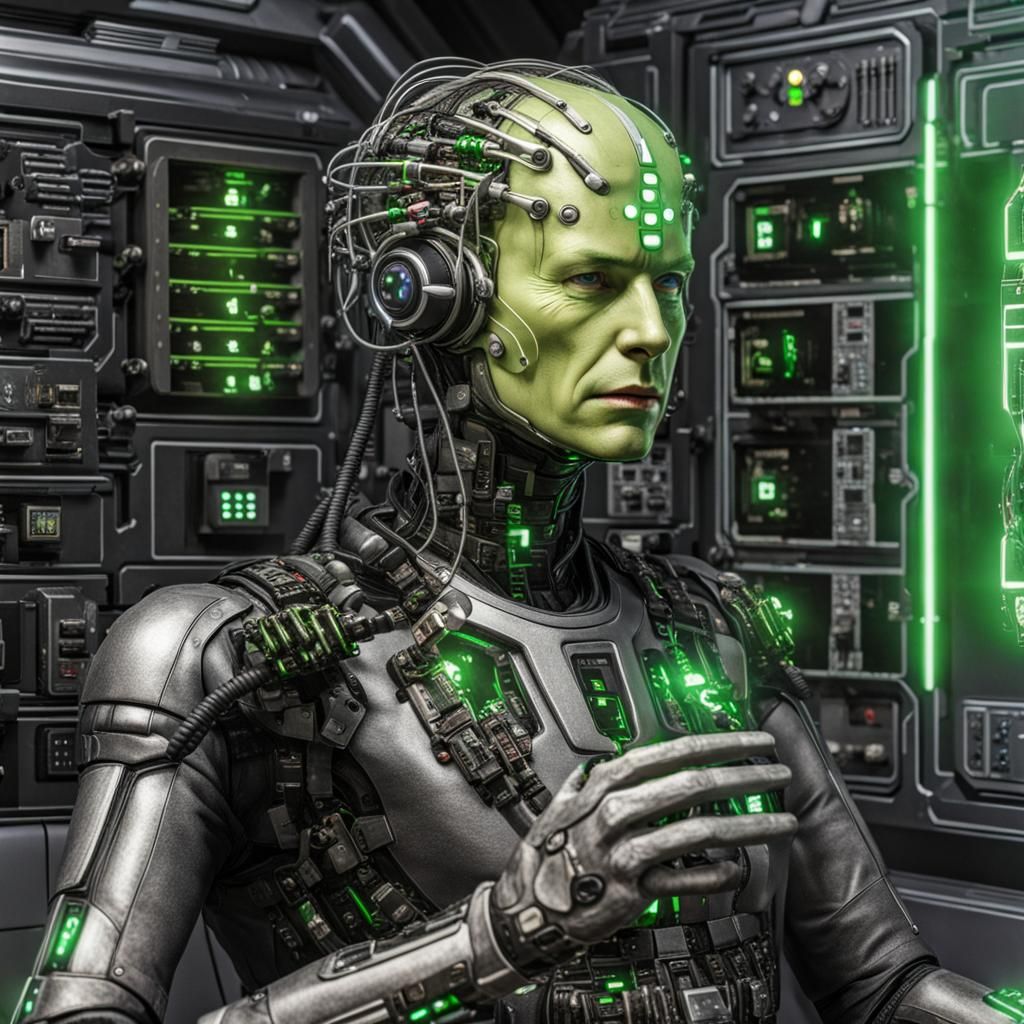 A borg recharging on a qi panel - AI Generated Artwork - NightCafe Creator
