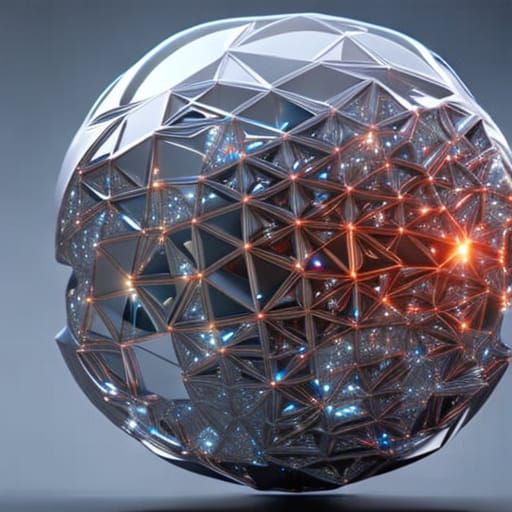 a ray-traced crystal orb with digital circuitry human brain inside, UHD ...