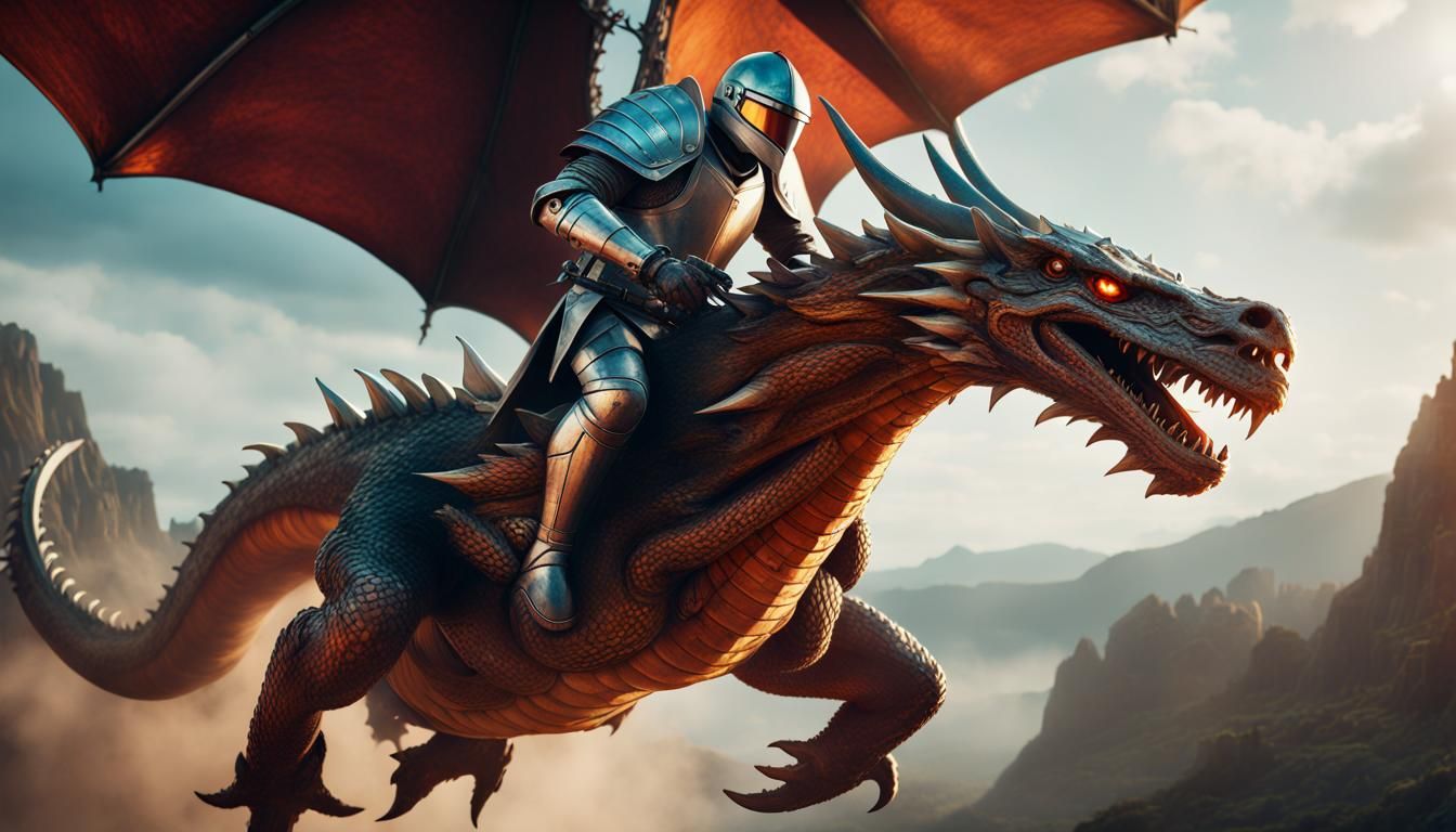Knight Riding A Dragon - AI Generated Artwork - NightCafe Creator