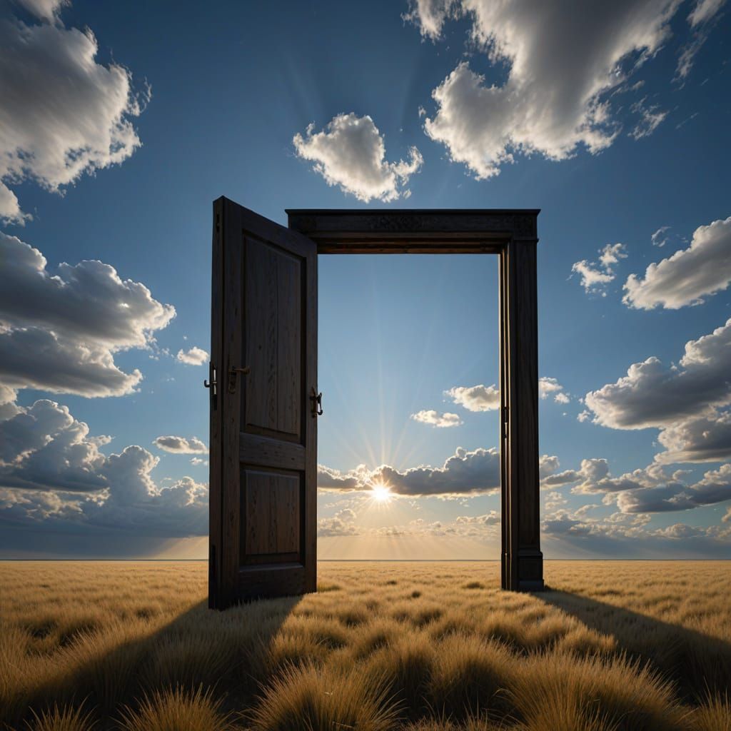 Floating Doorway to the Unknown Sky - AI Art
