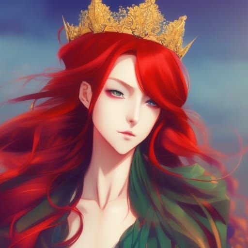Red haired crowned queen - AI Generated Artwork - NightCafe Creator