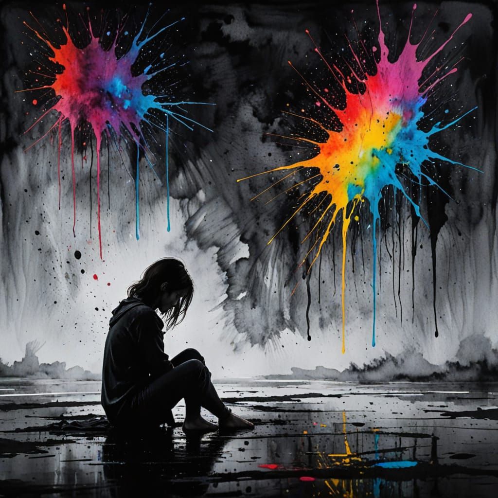 See the colours - Lonely Woman in Dark: Abstract Expressioni...