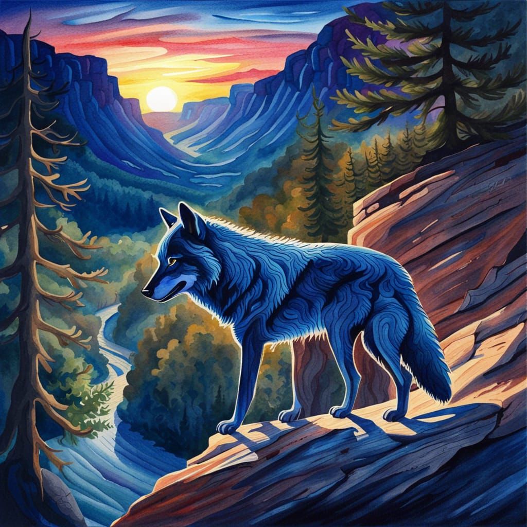 The Wolf of Indigo - AI Generated Artwork - NightCafe Creator