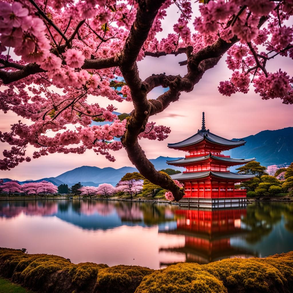 Temple in Spring - AI Generated Artwork - NightCafe Creator