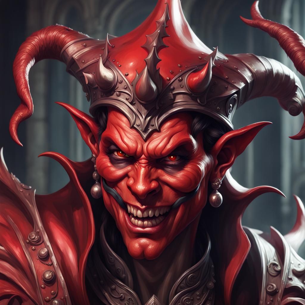 Red Demon Devil Evil Jester for a dungeons and dragons session - AI Generated Artwork ...