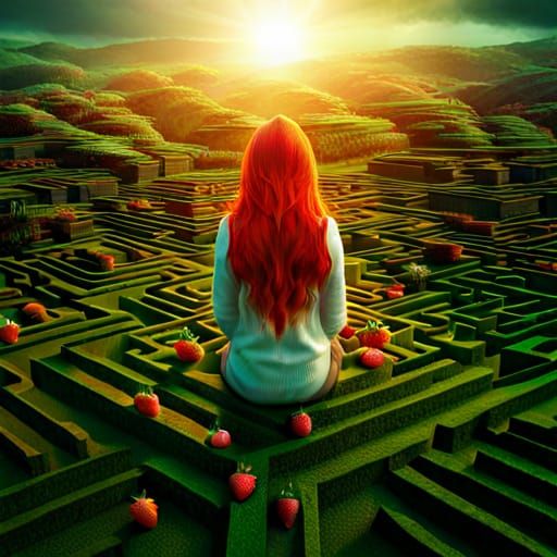 Strawberry maze - Labyrinthe de fraises - AI Generated Artwork ...
