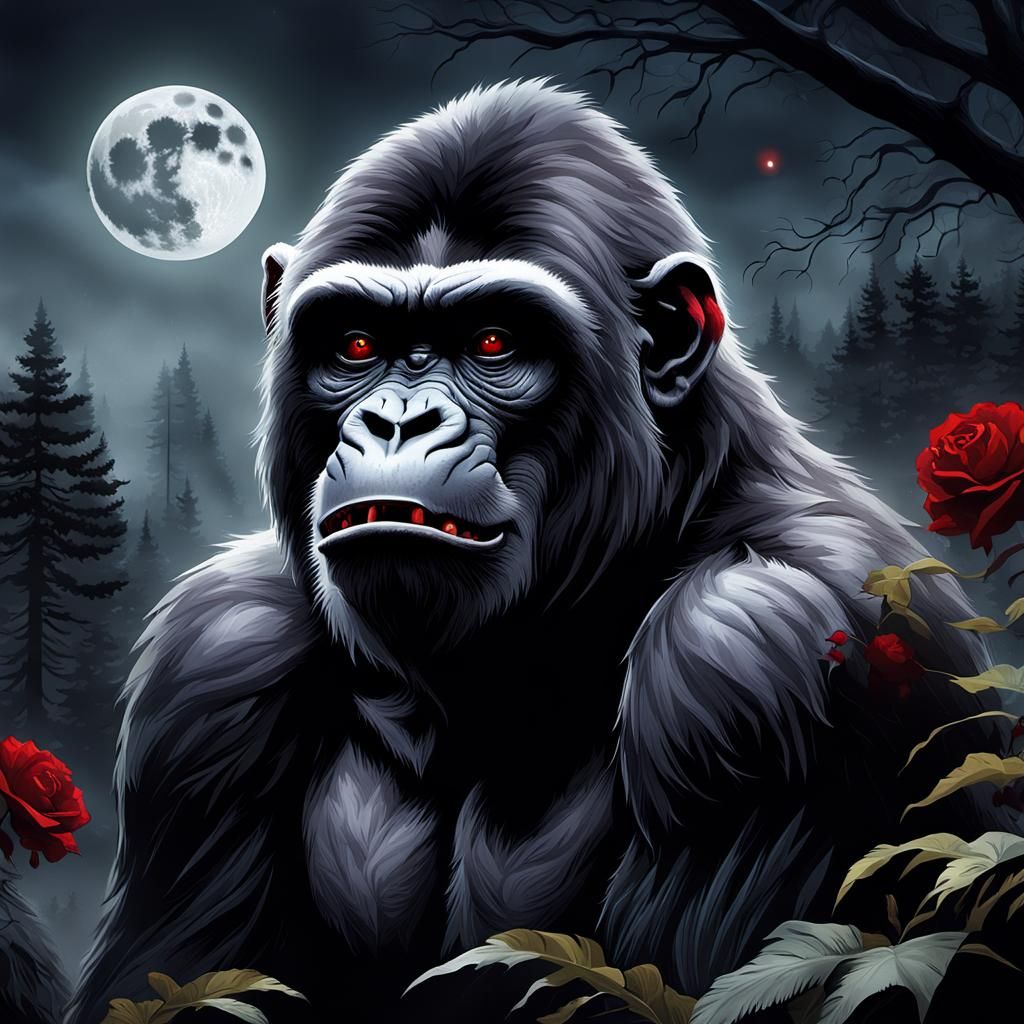 Vampire Gorilla in the Wild - AI Generated Artwork - NightCafe Creator