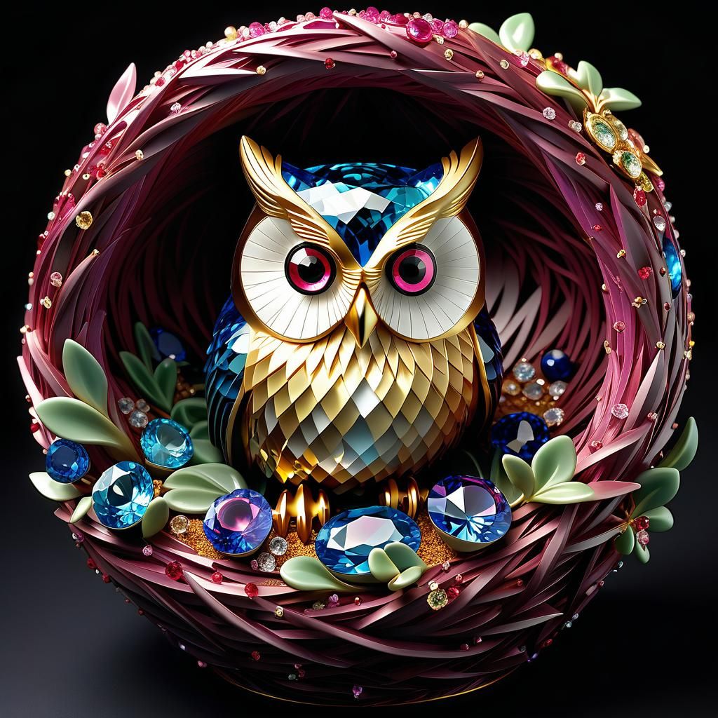 An ((isometric view)) of a (crystallographic Owl) in the nest :: image ...